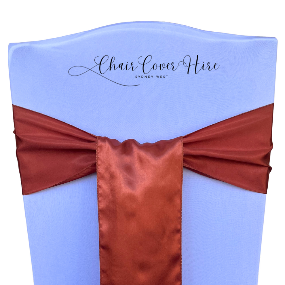 Rust Satin Chair Sash Hire – sydneywestchaircoverhire